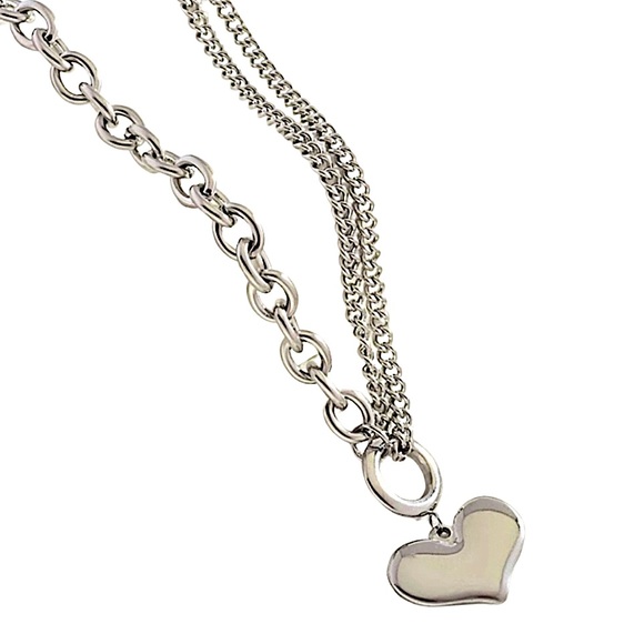 Accessories | Chunky Heart Pendant Necklace In Silver | Poshmark